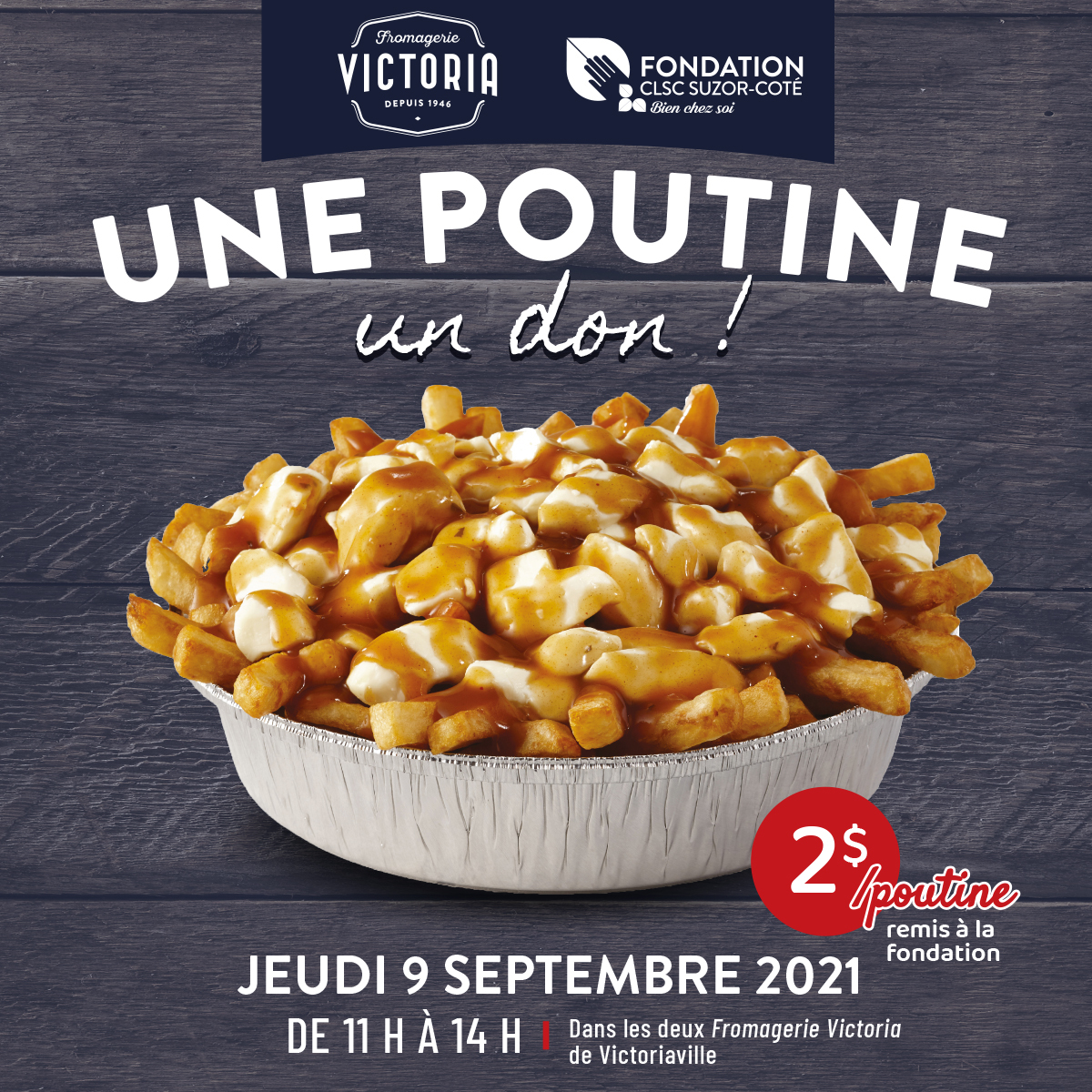 Une poutine, un don - La Nouvelle Union et L’Avenir de l’Érable